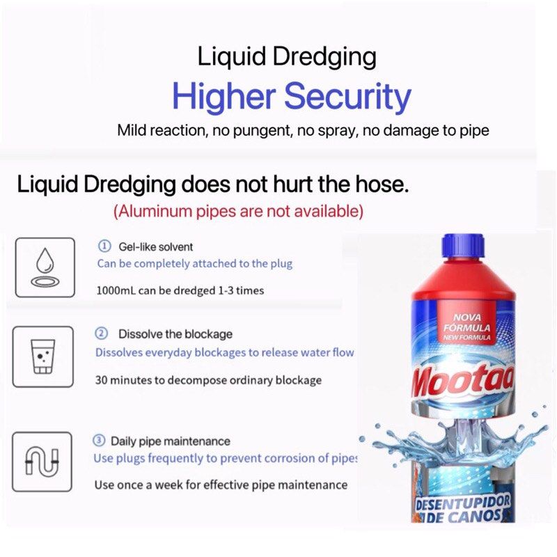 Mootaa Kitchen Toilet Unclogging Agent Solvent, Furniture & Home Living ...