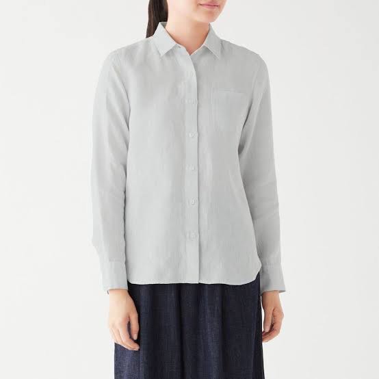 MUJI linen long sleeve top on Carousell