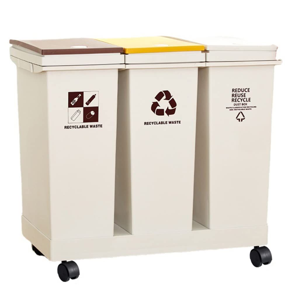 MYOYAY 3 Compartment Trash Can Garbage Cans with Recycling Bin Triple ...