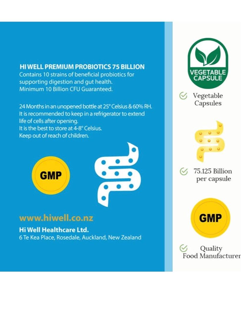 New Zealand brand Hi Well Probiotics, Health & Nutrition, Health ...