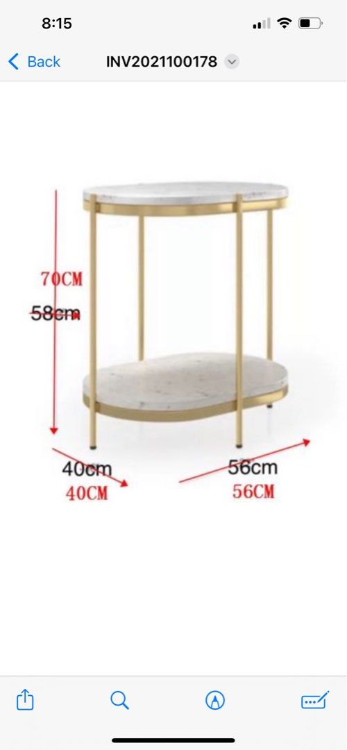 Oval Marble side table, Furniture & Home Living, Furniture, Tables & Sets on Carousell