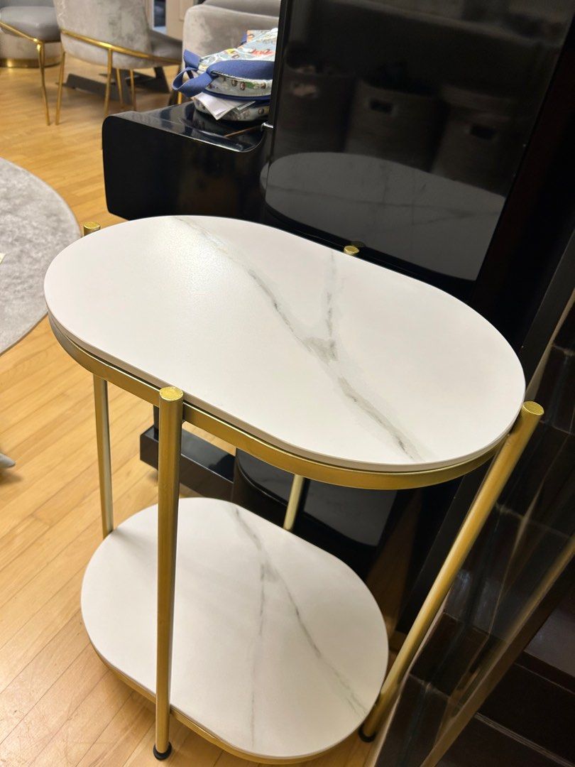 Oval Marble side table, Furniture & Home Living, Furniture, Tables & Sets on Carousell