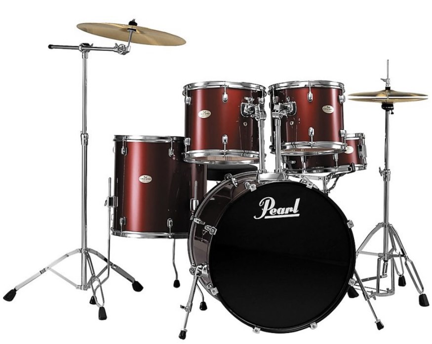 Pearl Forum 5-Piece Standard Drumset with hardware, Wine Red, Hobbies ...