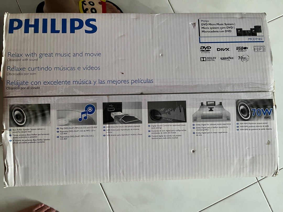 Philips Micro music system MCD1165 DVD CD, MP3-CD, USB, FM 2.1 system ...