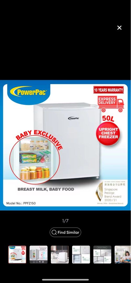 PowerPac Chest freezer, Mini freezer 50L (PPFZ60), TV & Home Appliances ...