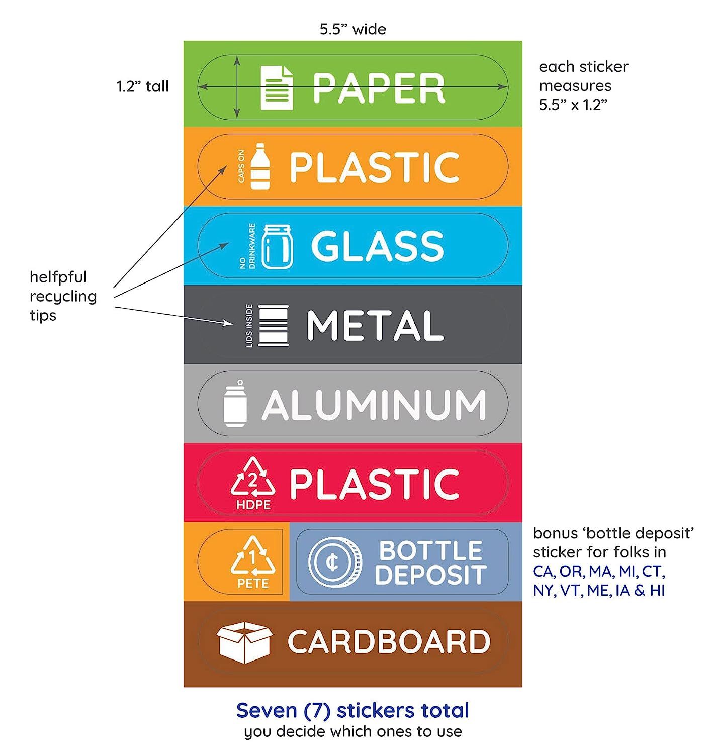 Recycling Rules! 6 Gallon Stackable Recycling Bin Container in Blue ...