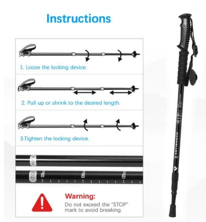 Retractable Hiking Pole/ Trekking Pole/ Light-weight Collapsible ...