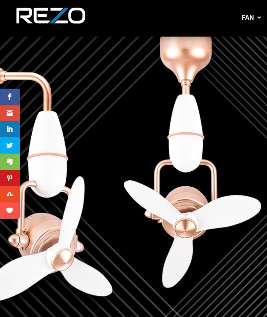 Rezo 16" Elise Rose Gold Corner Fan, Furniture & Home Living, Lighting ...