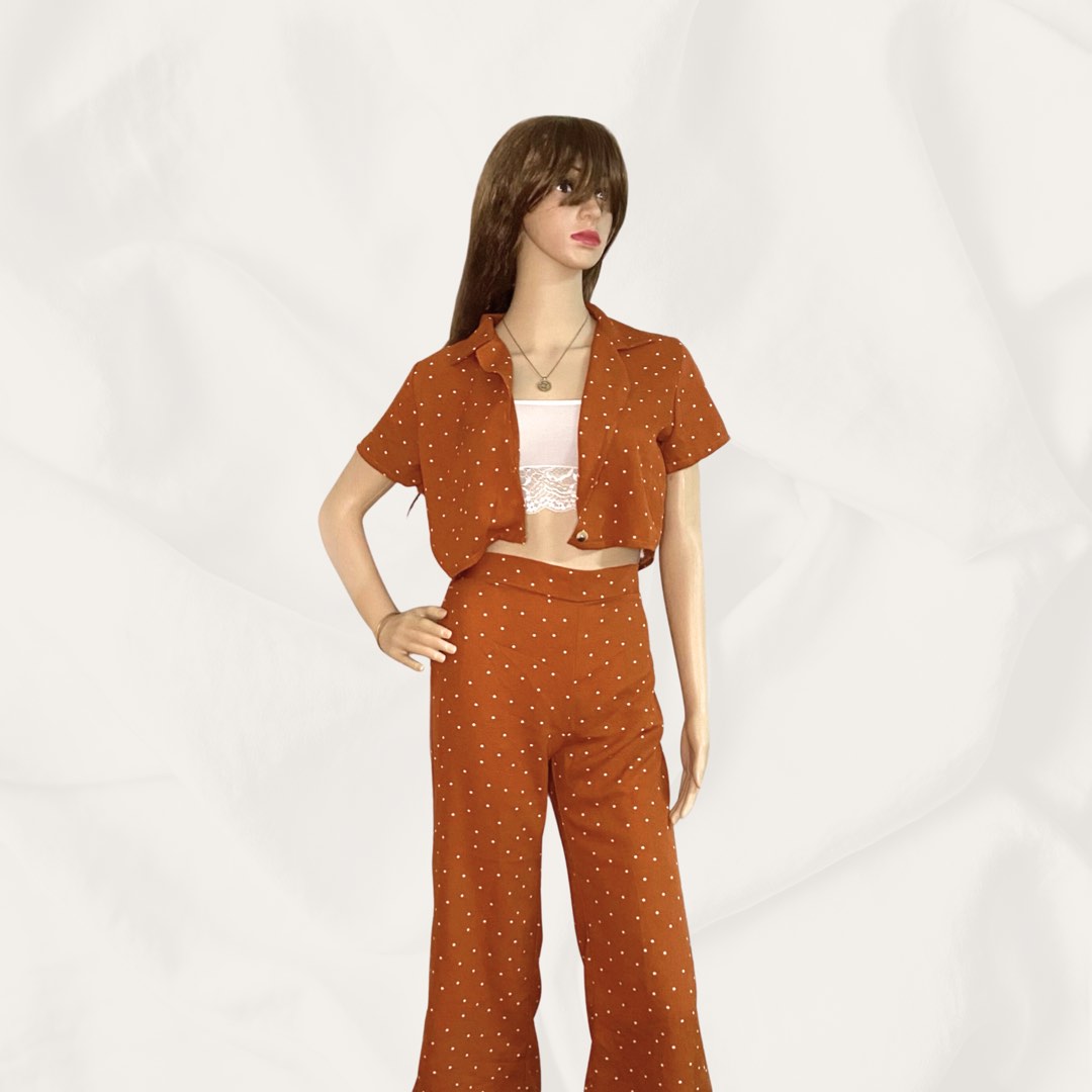 RUST BUTTON DOWN PANTS COORDS / COORDINATES, Women's Fashion, Dresses ...