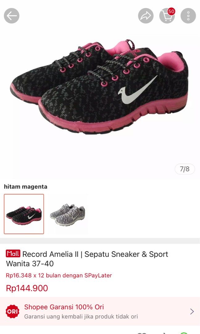 Sepatu sport record pink hitam on Carousell