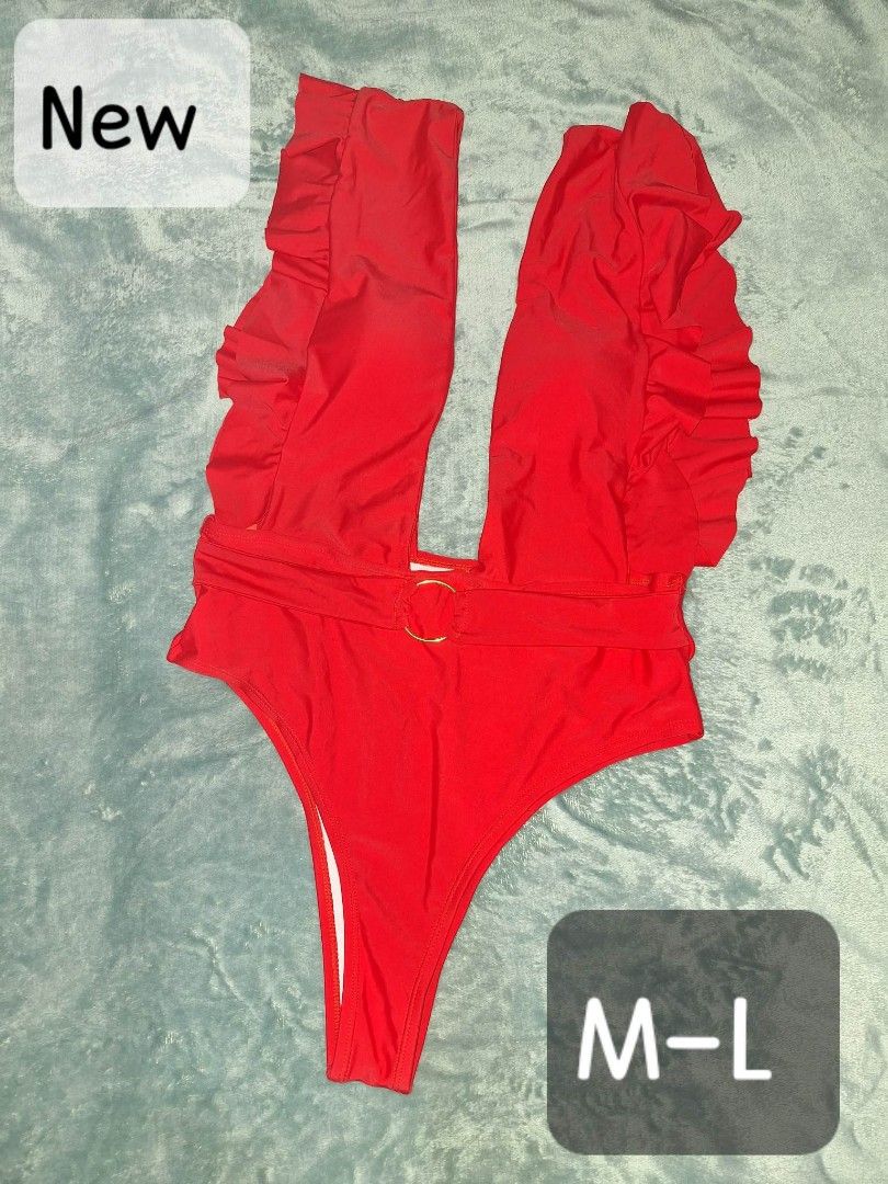 Sexy Swimsuit Red Ruffles on Carousell