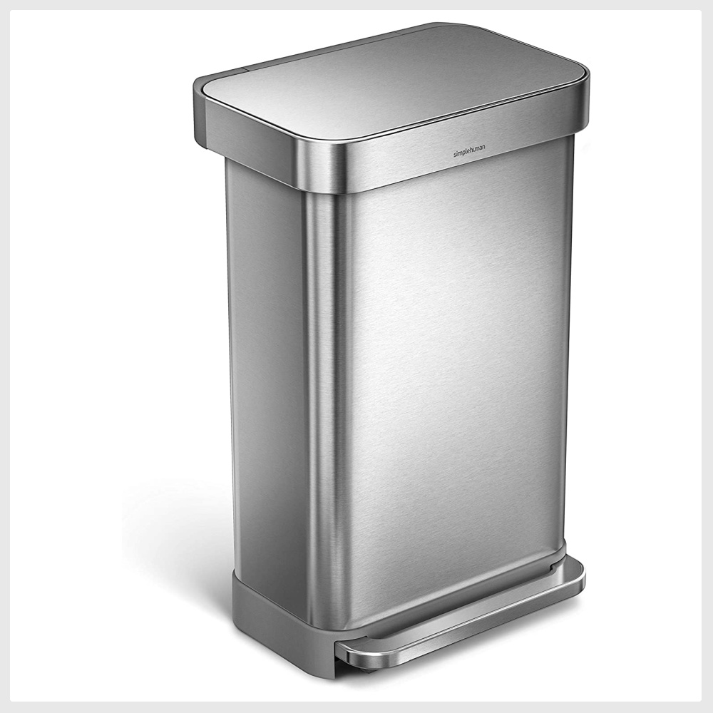 simplehuman 45 Liter / 12 Gallon Stainless Steel Rectangular Kitchen ...