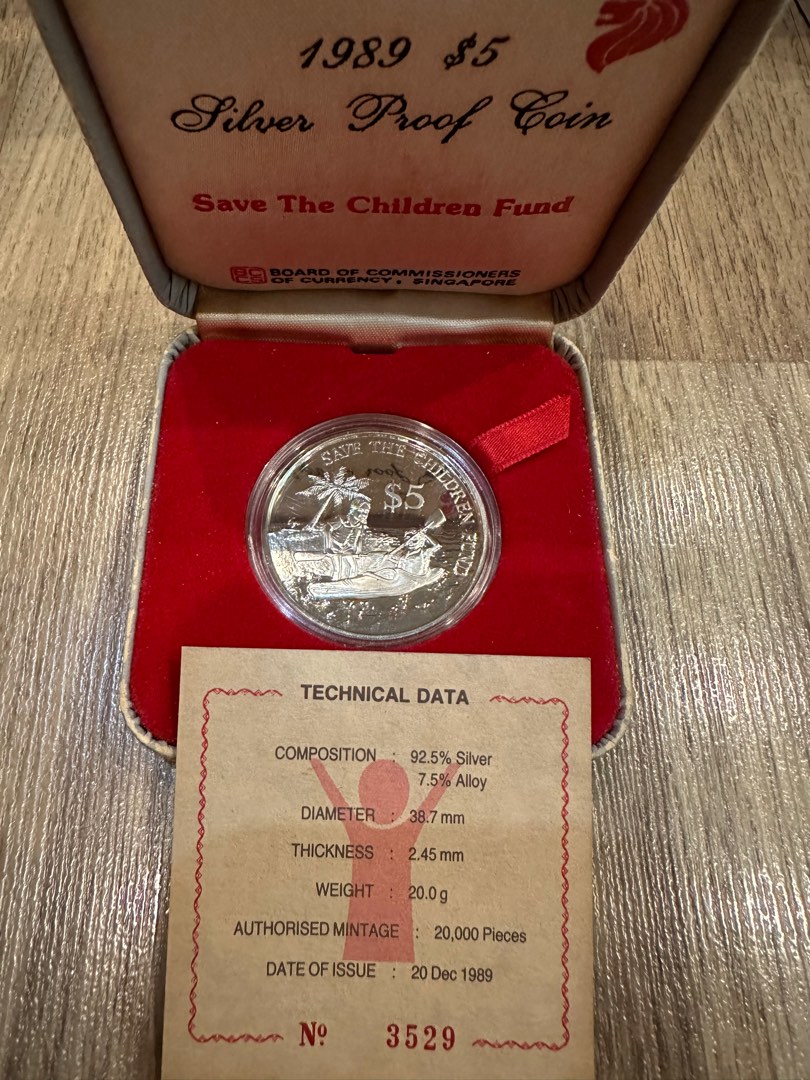 Singapore 1989 $5 silver proof coin Save The Children Fund, Hobbies ...