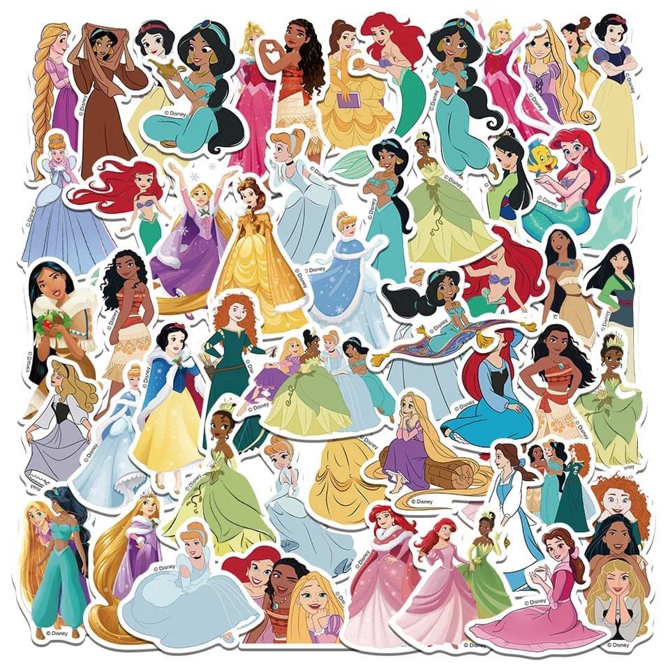 Stiker Tahan Air Disney Princess Isi 50 Pcs Waterproof Sticker, Desain ...