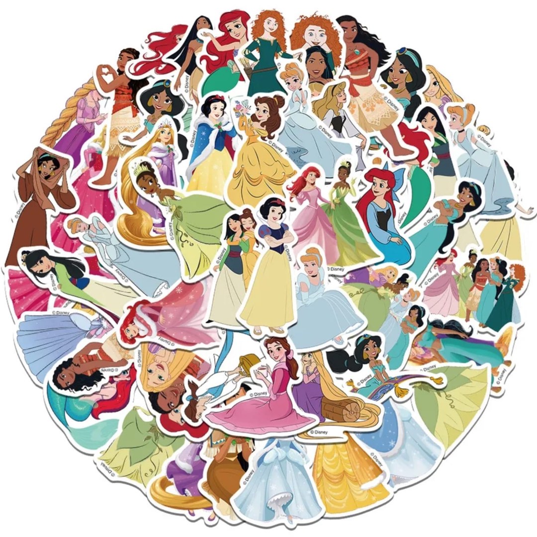 Stiker Tahan Air Disney Princess Isi 50 Pcs Waterproof Sticker, Desain ...