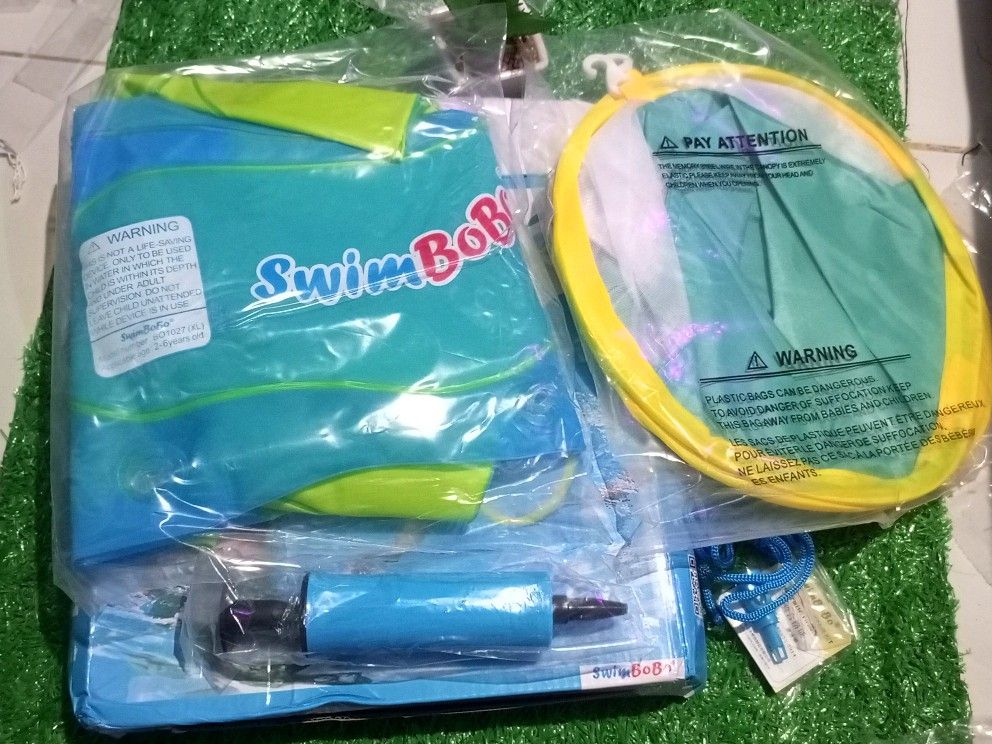 swim bobo inflatable baby kids floater with canopy on Carousell