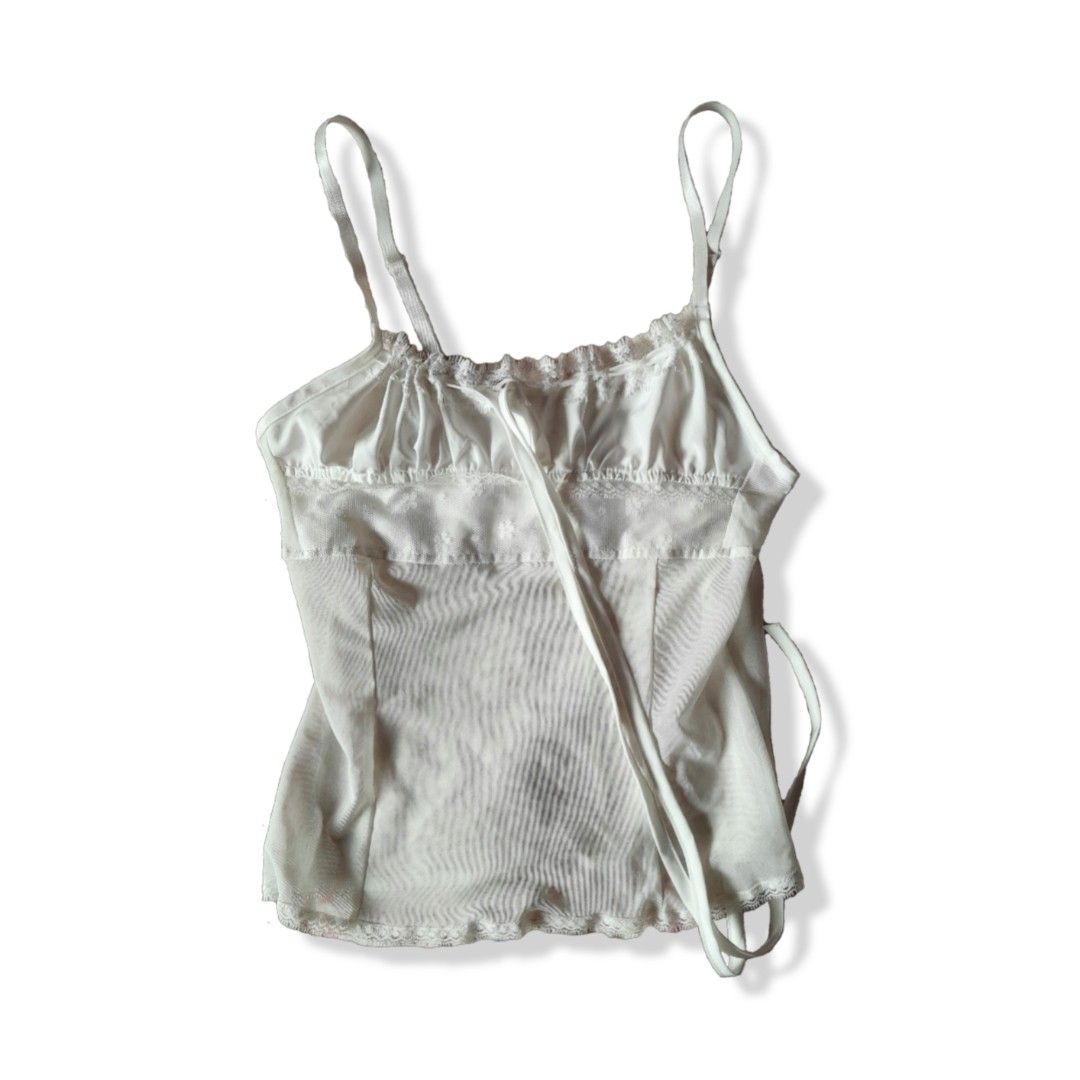 UNIF Dainty Angel Coquette Satin Sheer Top on Carousell