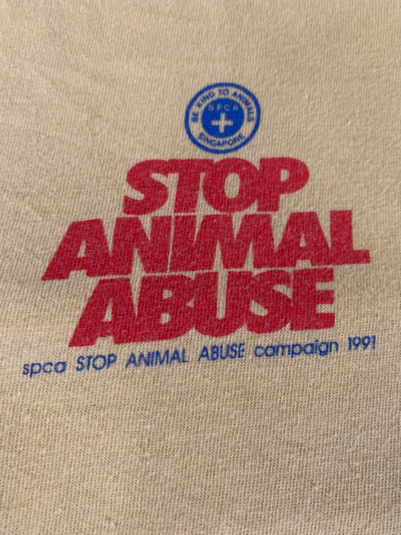 Vintage SPCA Stop Animal Abuse 1991 Tee, Men's Fashion, Tops & Sets ...