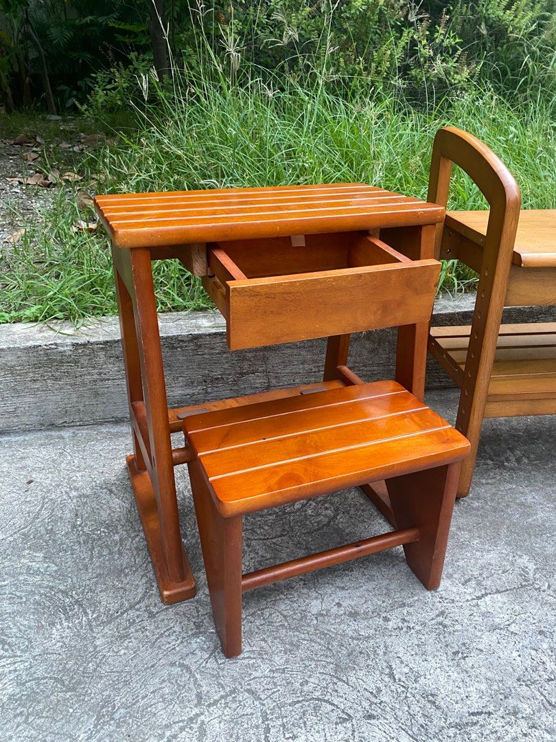 wooden step stools storage (dark brown 3500/light brown 3200) on Carousell
