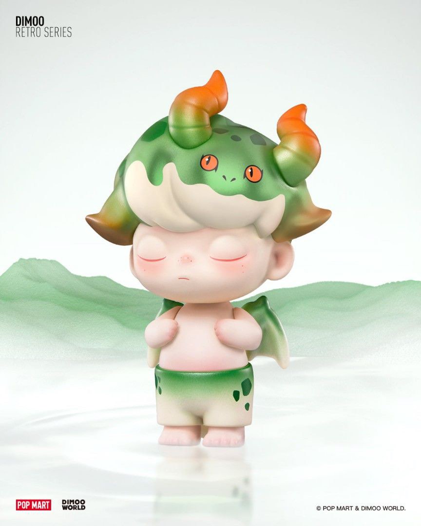 WTS POPMART DIMOO BNIF Retro Series Little Green Dragon Pop mart ...