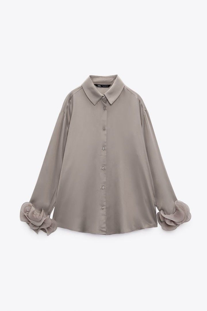 ZARA RIMPEL SATIN LAYER SHIRT WITH RUFFLE NEW ARRIVAL 2023, Fesyen ...