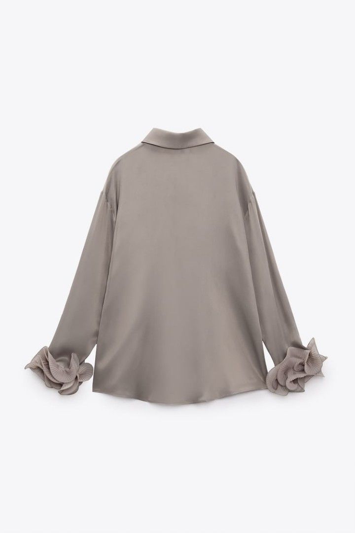ZARA RIMPEL SATIN LAYER SHIRT WITH RUFFLE NEW ARRIVAL 2023, Fesyen ...