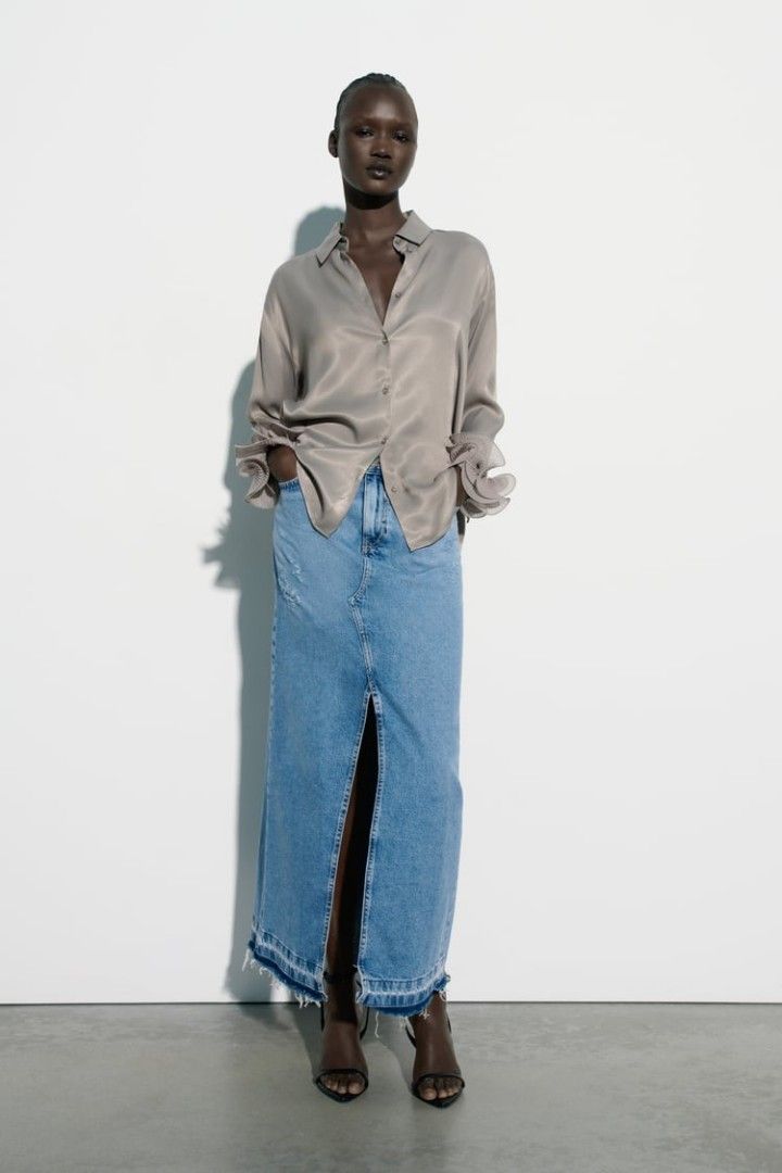 ZARA RIMPEL SATIN LAYER SHIRT WITH RUFFLE NEW ARRIVAL 2023, Fesyen ...