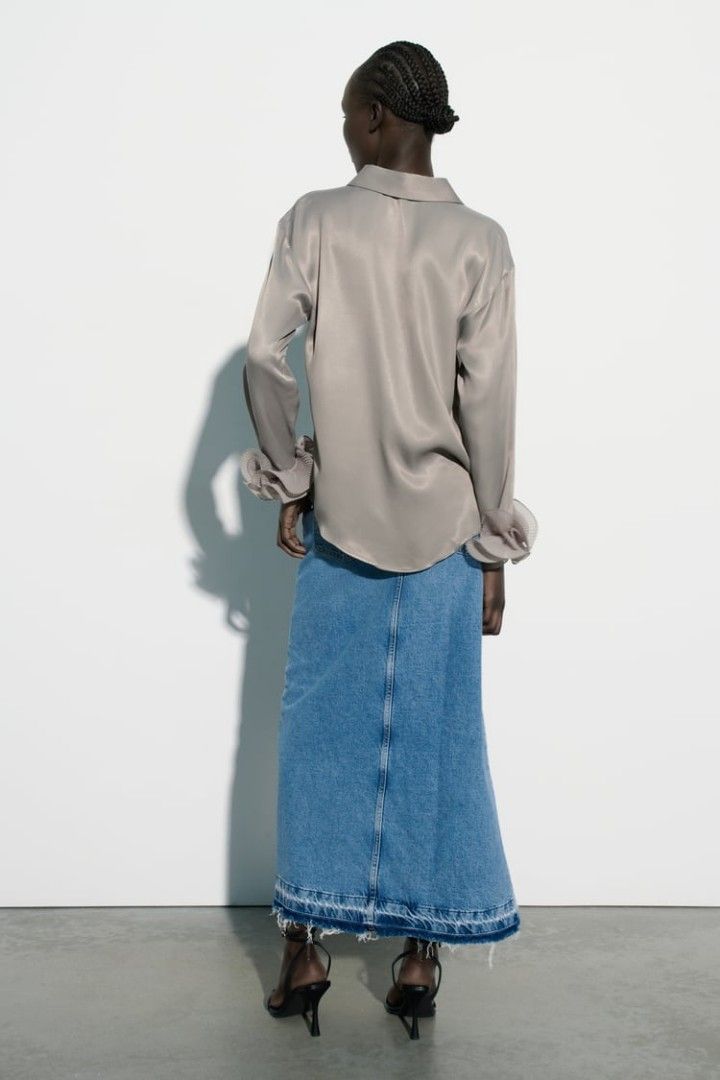 ZARA RIMPEL SATIN LAYER SHIRT WITH RUFFLE NEW ARRIVAL 2023, Fesyen ...