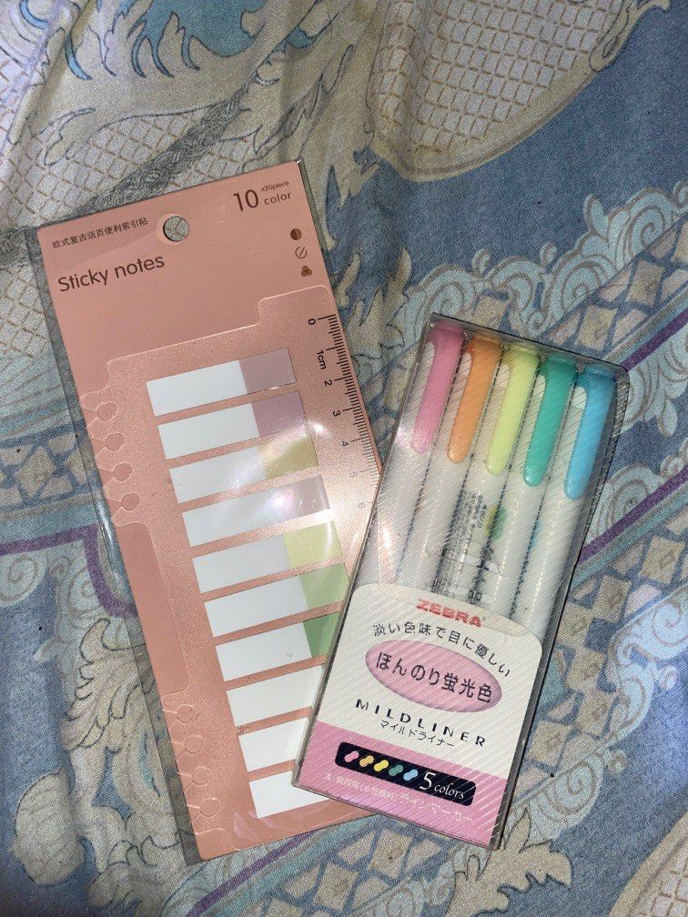 Zebra Mildliner and Sticky Notes on Carousell
