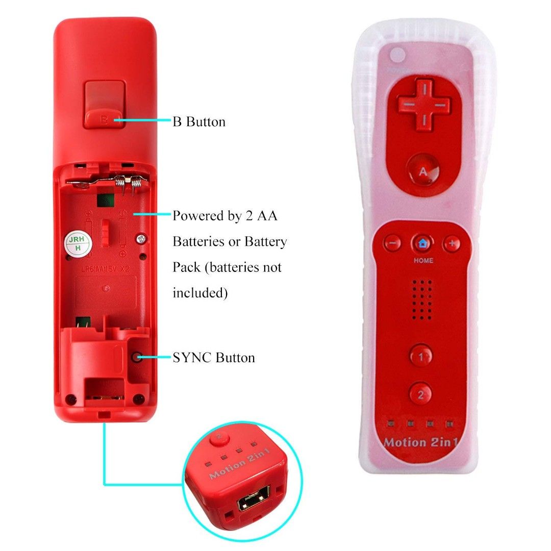 2 in 1 Wii Remote Controller with Motion Plus, Silicone Case and Wrist ...