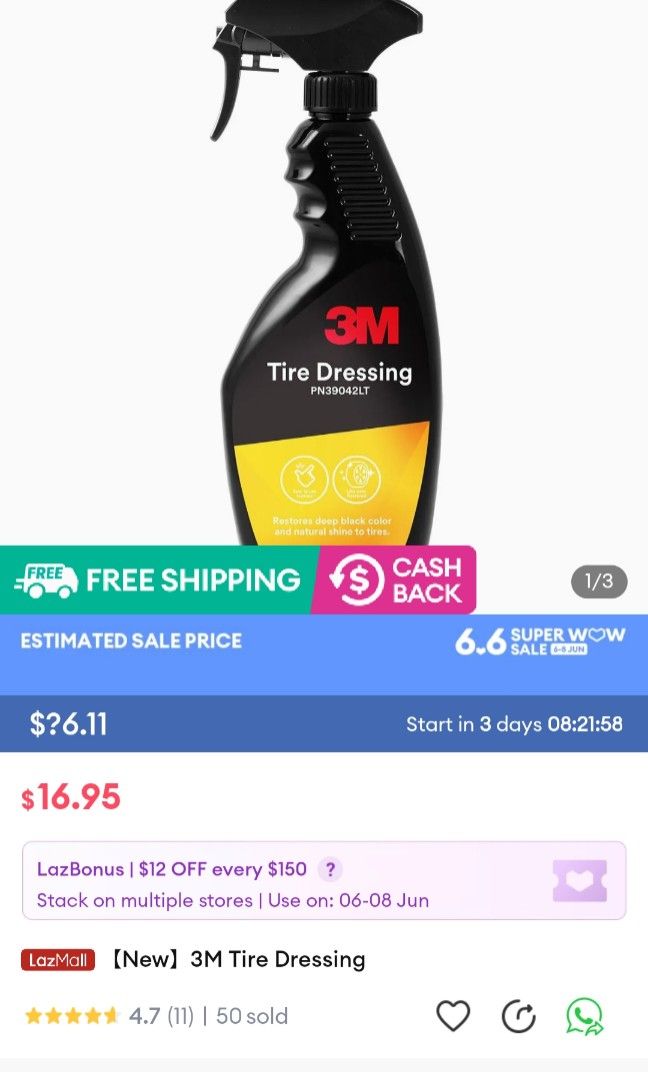 3M Tyre Dressing, Car Accessories, Tyres & Rims on Carousell