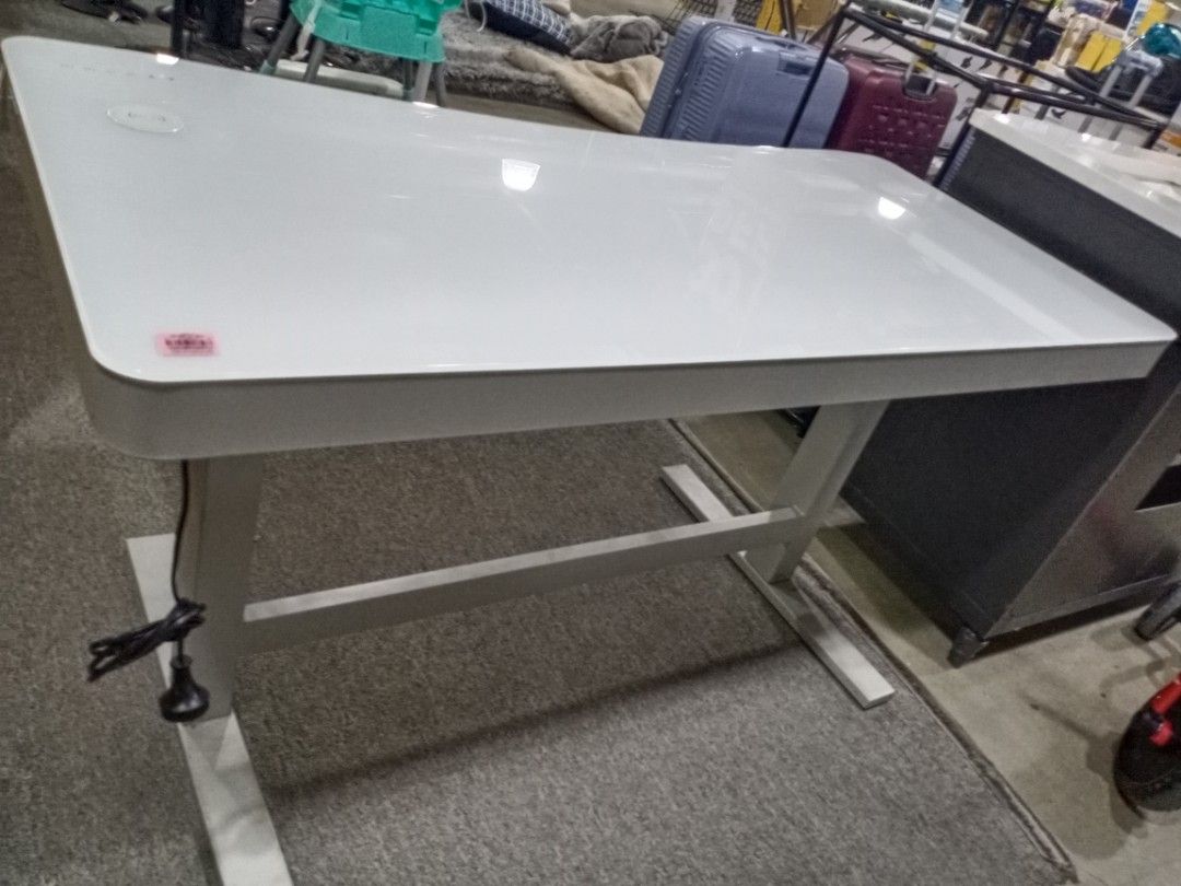 Adjustable height desk glass top, Furniture & Home Living, Office ...