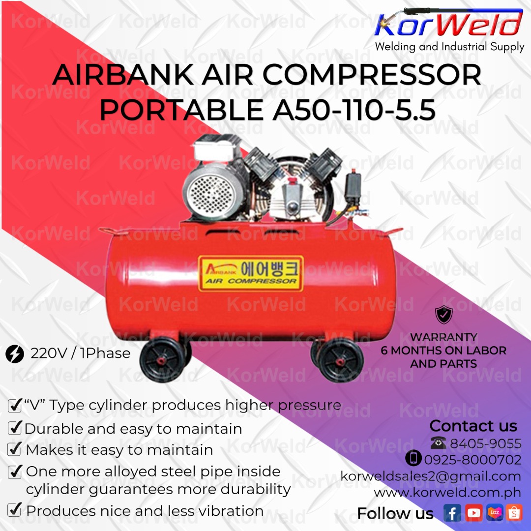 Airbank Air Compressor Portable A50-110-5.5, Commercial & Industrial ...