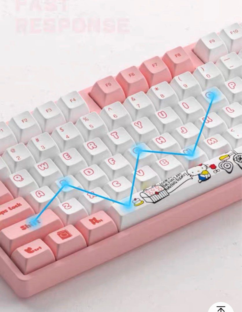 AKKO HELLO KITTY SANRIO LIGHT UP KEYBOARD PINK PC / LAPTOP WIRED USB ...