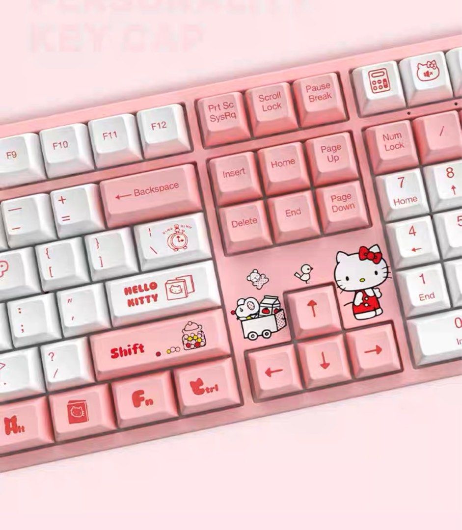 AKKO HELLO KITTY SANRIO LIGHT UP KEYBOARD PINK PC / LAPTOP WIRED USB ...