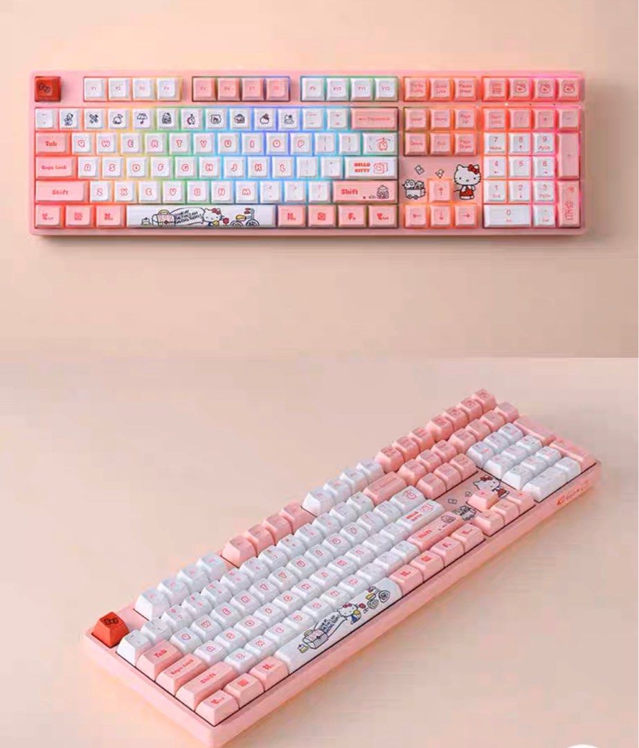 AKKO HELLO KITTY SANRIO LIGHT UP KEYBOARD PINK PC / LAPTOP WIRED USB ...