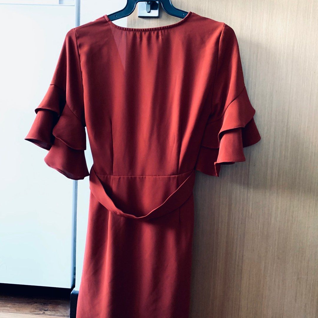 Amelius The Label Miracle Burnt Red Wrap Self Tie Mini Dress Authentic ...