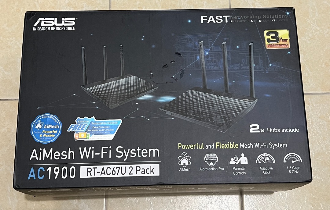 Asus AiMesh AC1900 RT-AC67U Wi-Fi Router System 2-Pack, Computers & Tech, Parts & Accessories ...