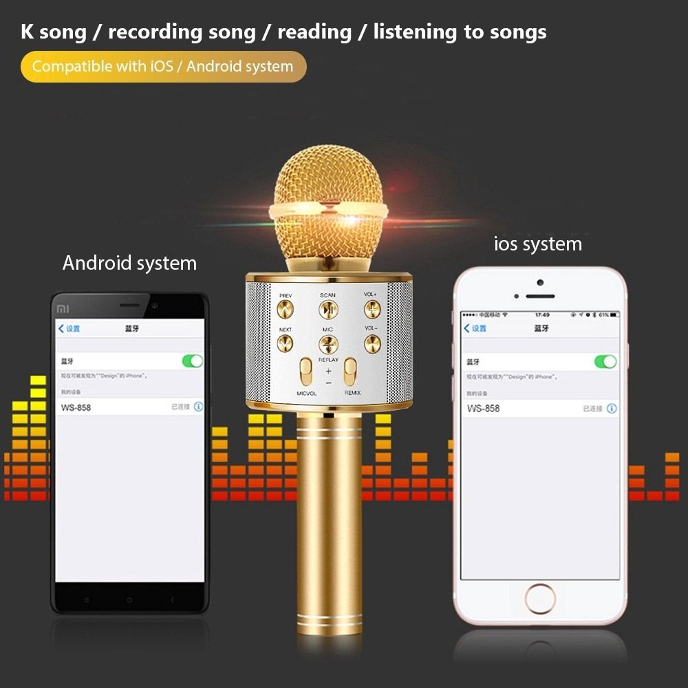 Bluetooth Wireless Condenser Karaoke Microphone Player Mic Speaker ...