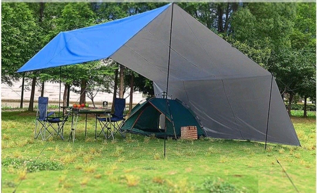 Camping flysheet anti UV (6m x 4.5m), Sports Equipment, Hiking ...