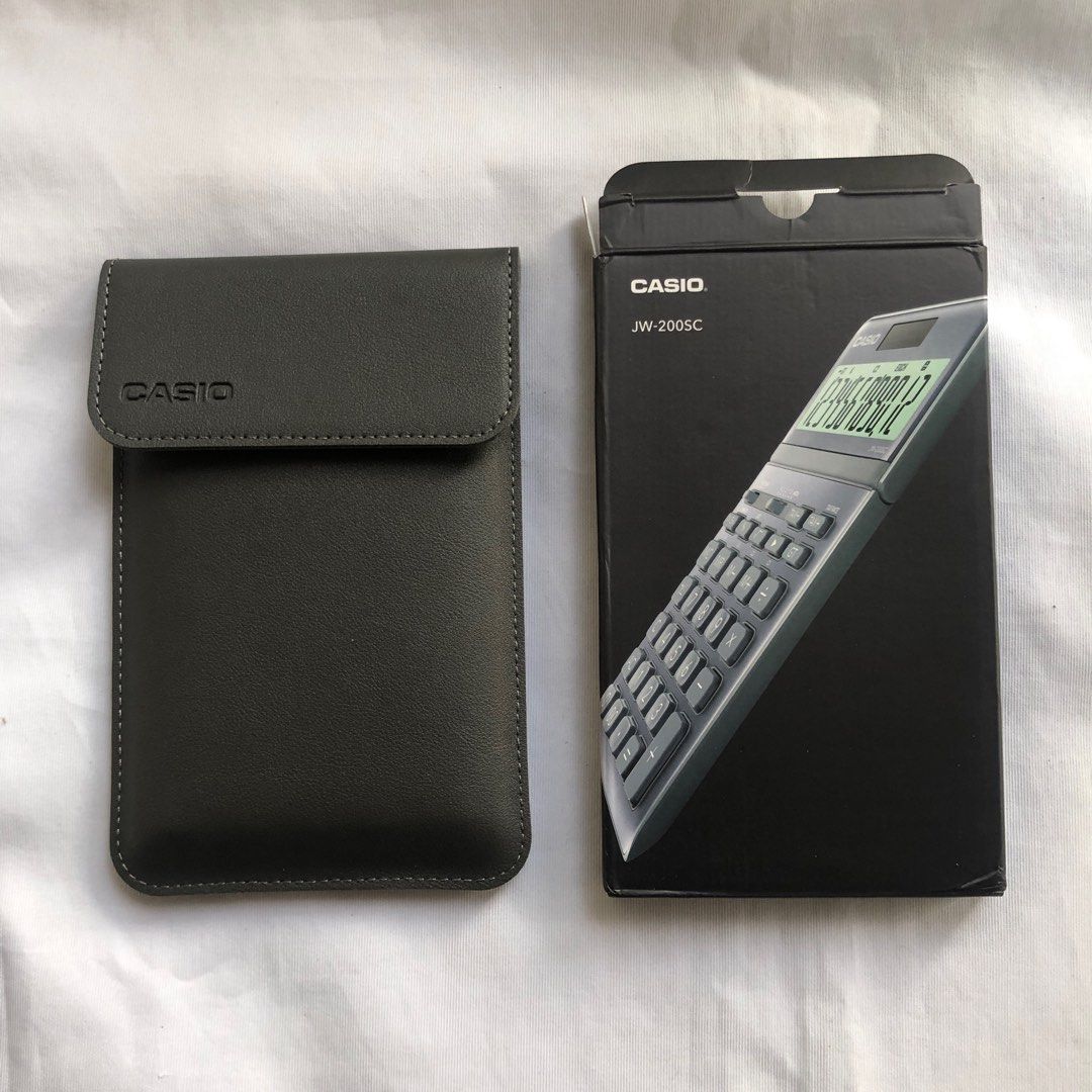 Casio JW-200SC Basic Calculator with Leather Case in Silver on Carousell
