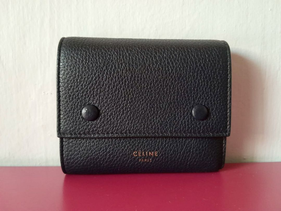 Celine Small Trifold Wallet in Navy Blue, Women's Fashion, Bags ...