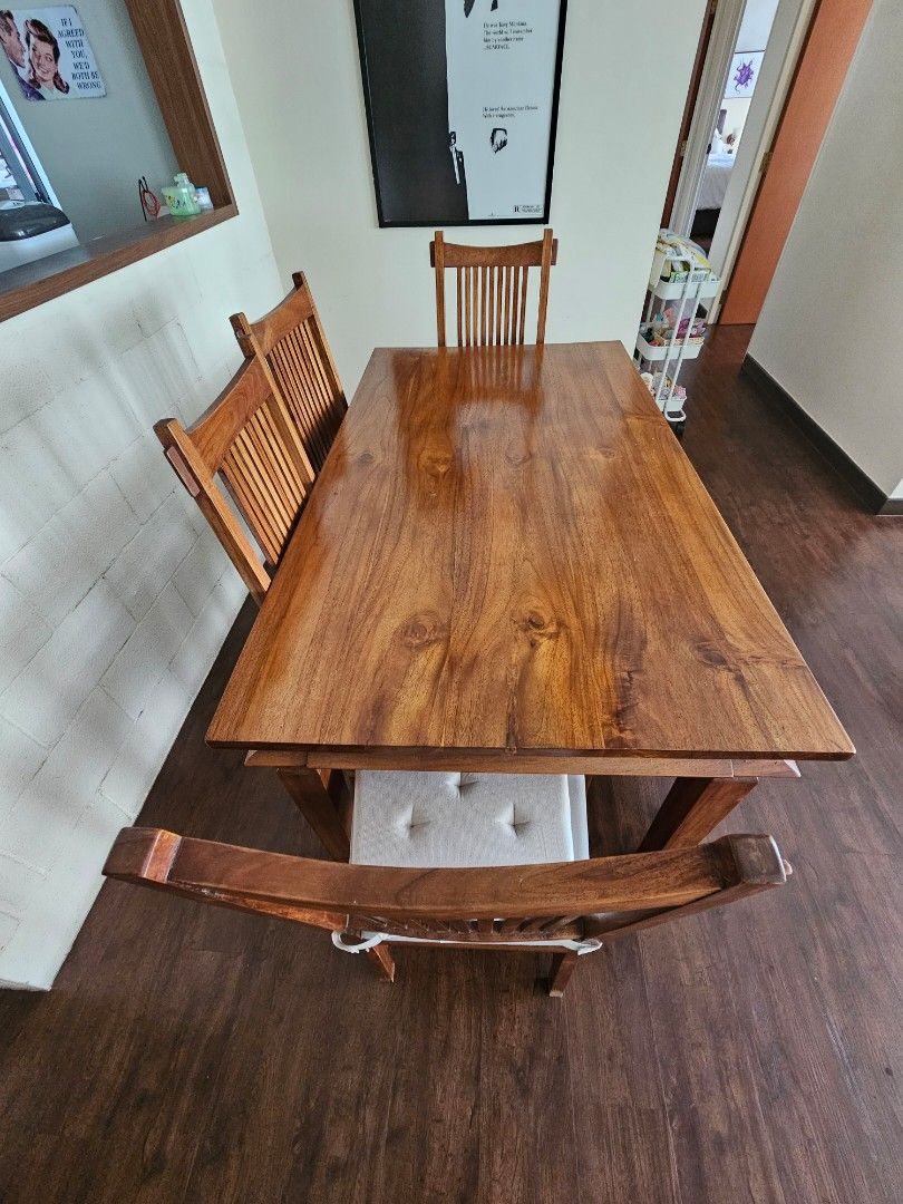 Complete Solid Wooden Indonesian Dining set, Furniture & Home Living ...