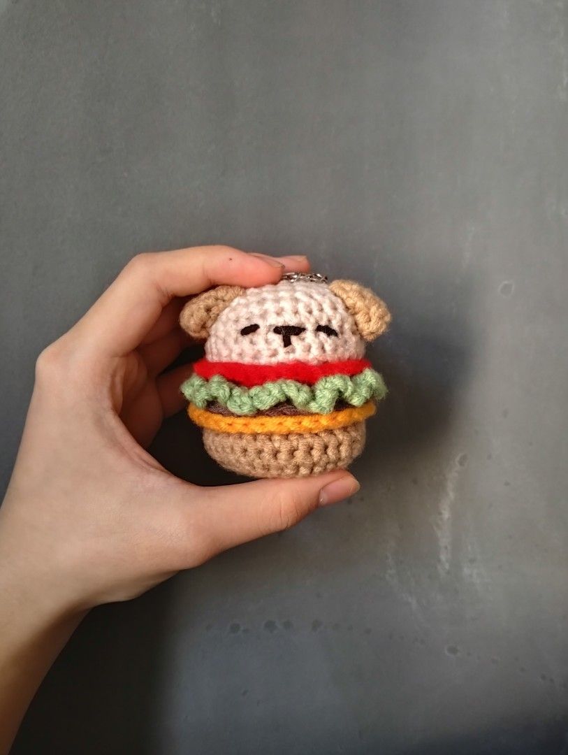 crochet animal burger keychains, Hobbies & Toys, Stationery & Craft ...