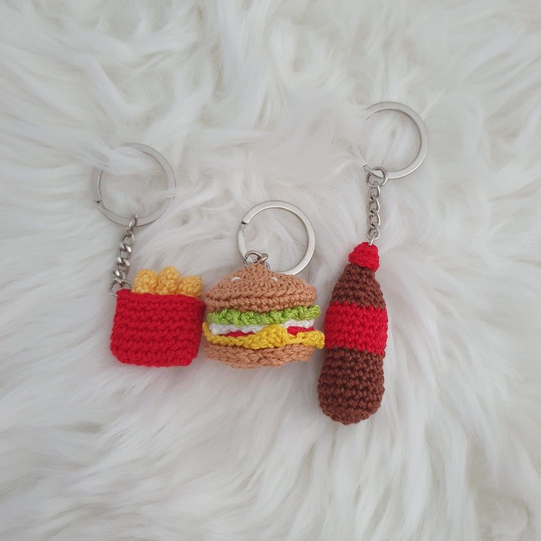 Crochet Fries,Burger,Cola,Pepsi Keychain, Hobbies & Toys, Stationery ...