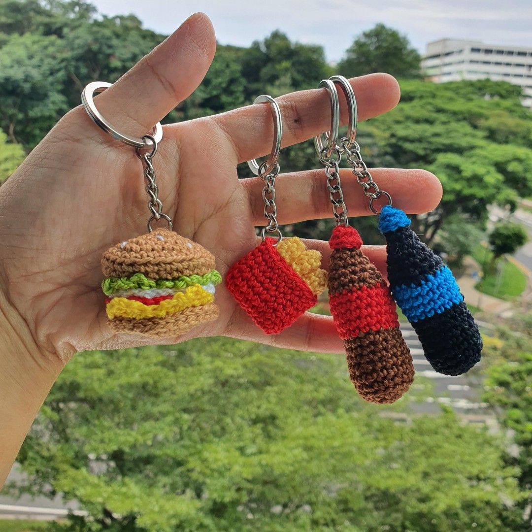 Crochet Fries,Burger,Cola,Pepsi Keychain, Hobbies & Toys, Stationery ...