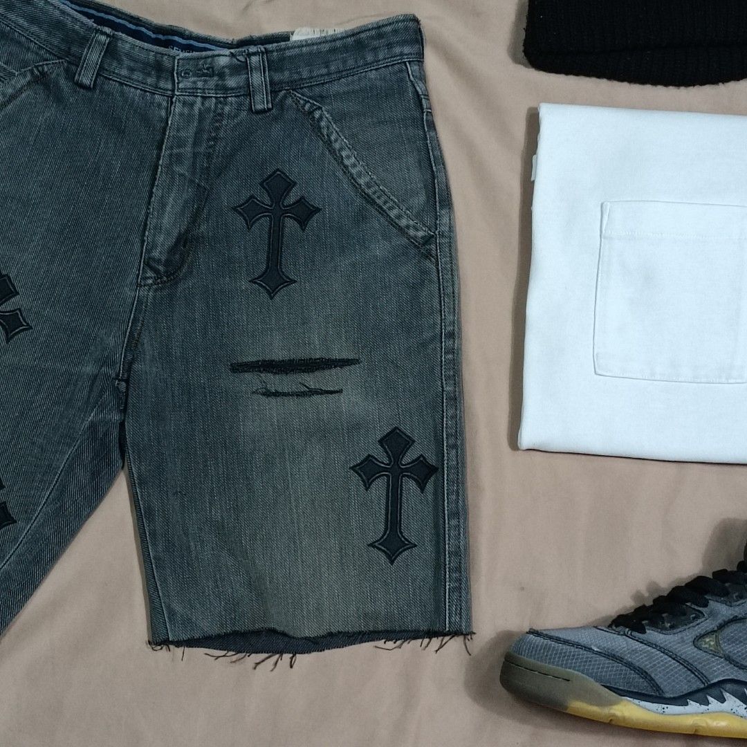 Custom Chrome Hearts Jorts, Men's Fashion, Bottoms, Shorts on Carousell