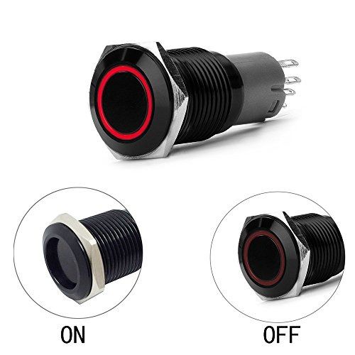 DC12V 16mm 5/8 Metal Self-locking Latching Push Button Switch Red Led ...