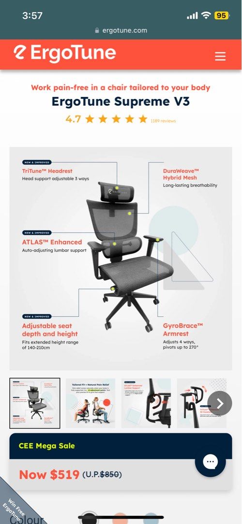 Ergotune Supreme, Furniture & Home Living, Furniture, Chairs on Carousell