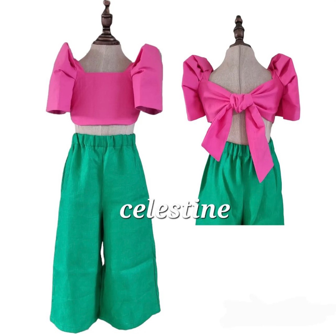 Filipiniana Crop Top and Pants 2-3t on Carousell